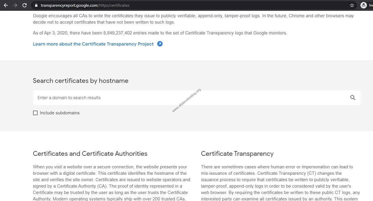 certificate transparency – All About Testing