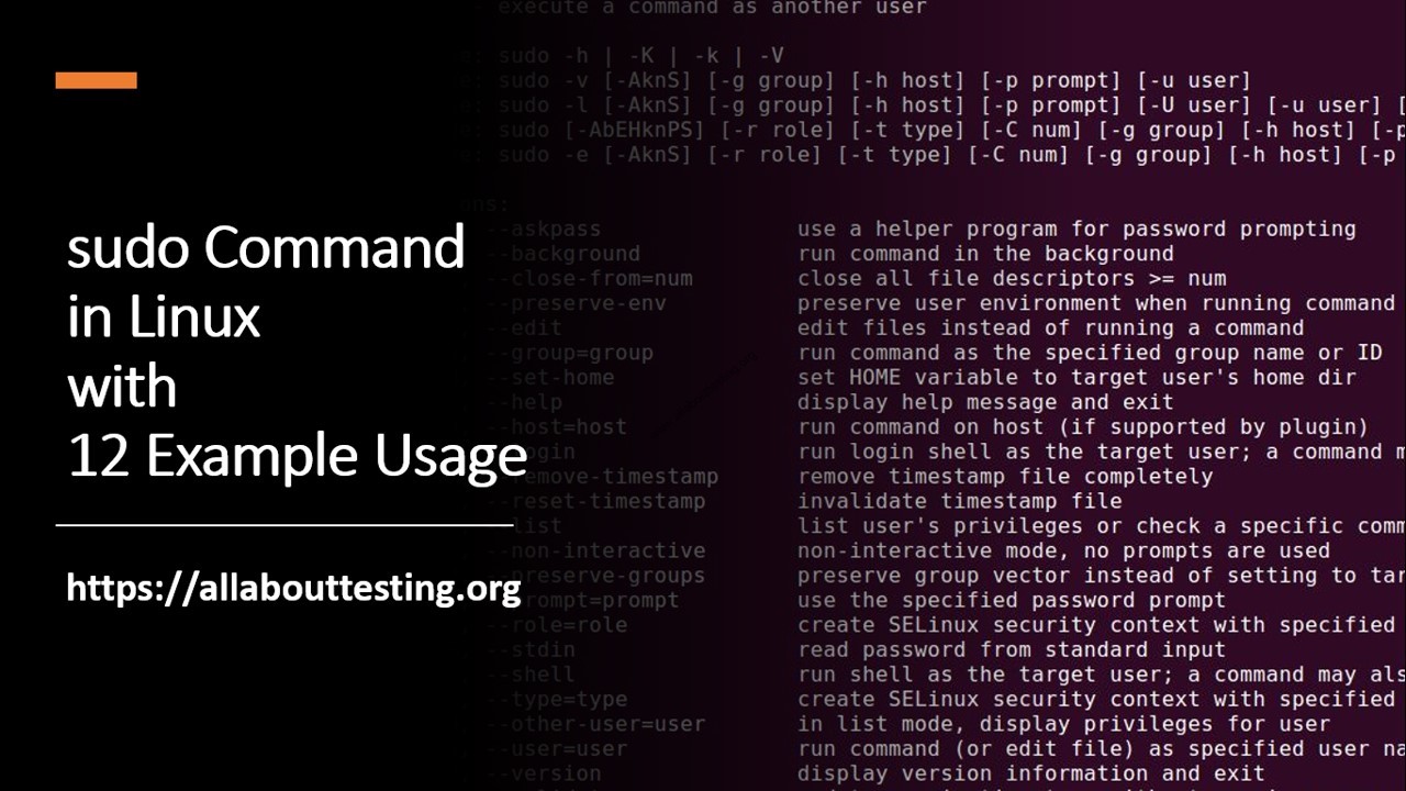 Sudo Command In Linux With 12 Example Usage All About Testing